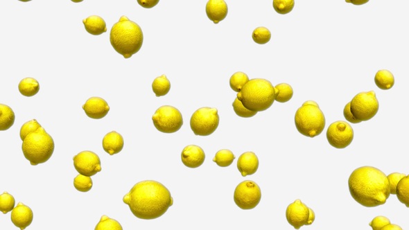 Falling Lemons on White Background, Motion Graphics | VideoHive