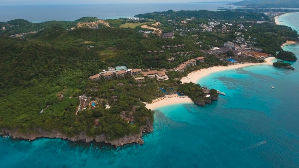 Aerial View Beautiful Beach on Tropical Island. Boracay Island ...