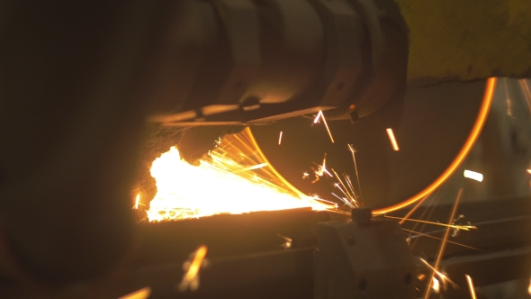 Cutting Solid Iron Saw, Stock Footage | VideoHive