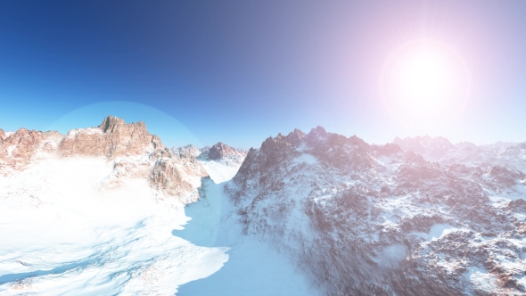 Loop Mountains in Snow and Clouds at Blue Sky, Motion Graphics | VideoHive