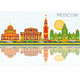 Moscow Skyline with Color Buildings, Blue Sky and Reflections., Vectors
