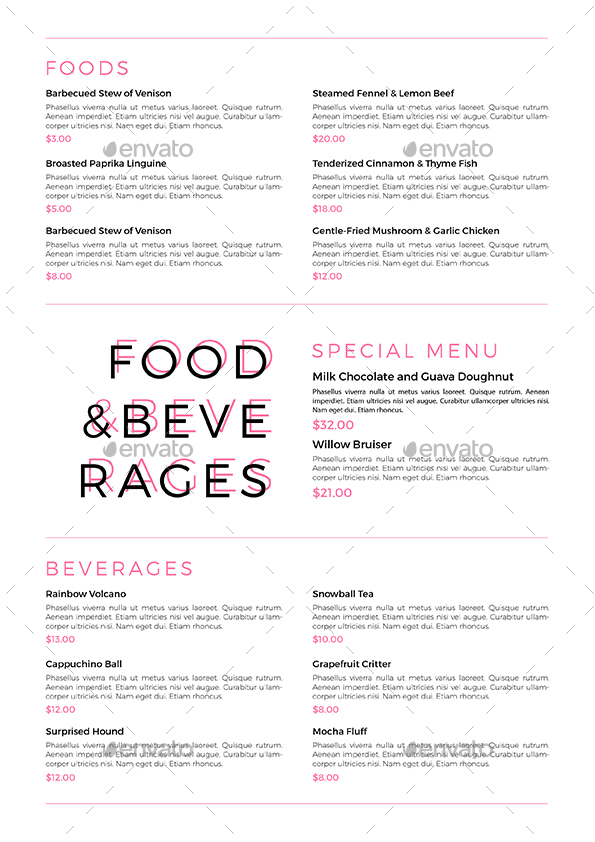 Clean & Simple Food Menu, Print Templates | GraphicRiver