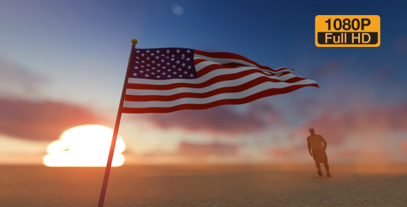 USA Flag and Walking Man, Motion Graphics | VideoHive