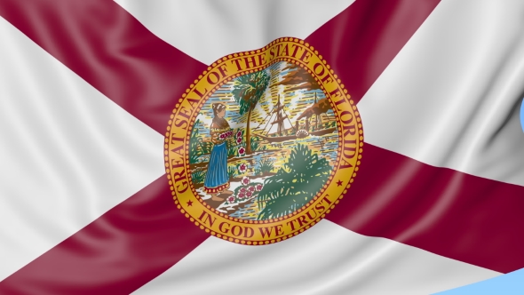 Waving Flag of Florida State Against Blue Sky, Motion Graphics | VideoHive