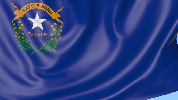 Waving Flag of Nevada State Against Blue Sky, Motion Graphics | VideoHive