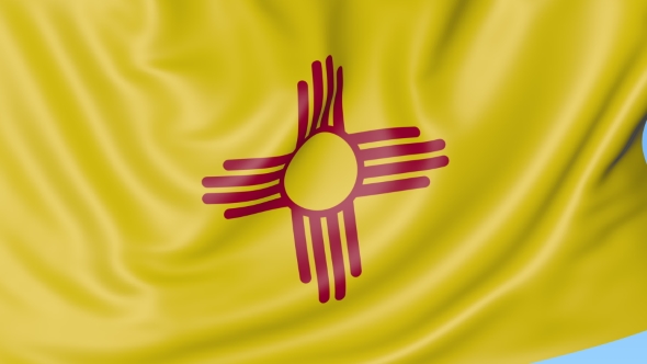 Waving Flag of New Mexico State Against Blue Sky, Motion Graphics ...