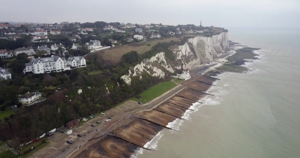 Aerial Sea View with White Cliffs of Dover, Stock Footage | VideoHive