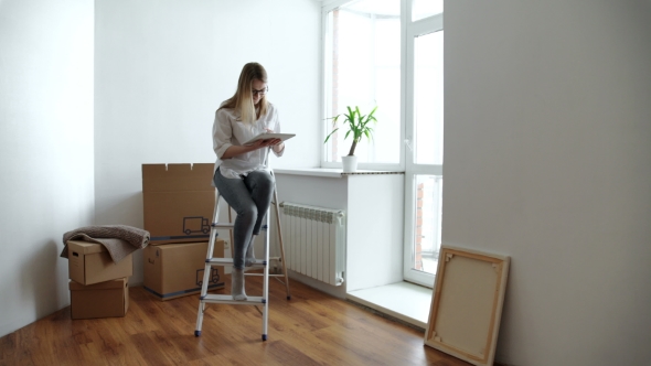 Cute Girl During Moving Home, Stock Footage | VideoHive