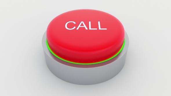 Big Red Button with Call Inscription Being Pushed, Motion Graphics