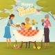 Family Easter Dinner Flat Poster, Vectors | GraphicRiver