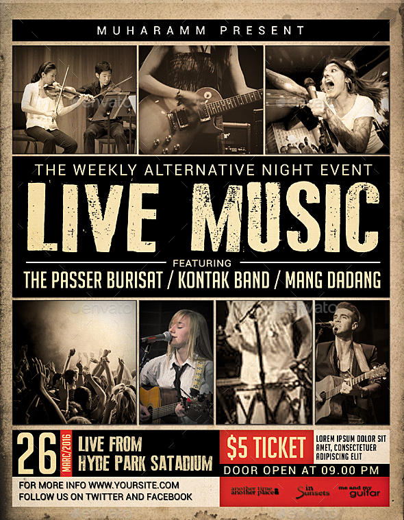 Live Music Event Flyer / Poster, Print Templates | GraphicRiver