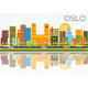 Oslo Skyline with Color Buildings, Blue Sky and Reflections., Vectors