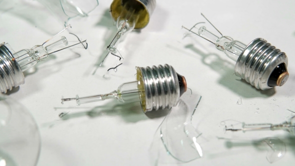 Broken Light Bulbs and Glass on a White Background, Stock Footage ...