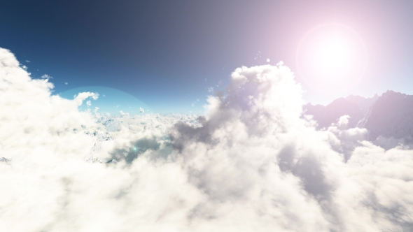 Loop Mountains in Snow and Clouds at Blue Sky, Motion Graphics | VideoHive