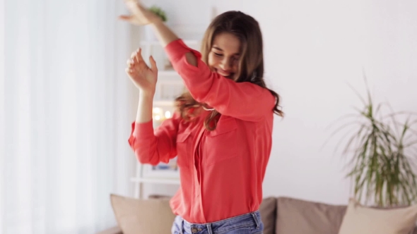 Happy Young Woman Dancing at Home 19, Stock Footage | VideoHive