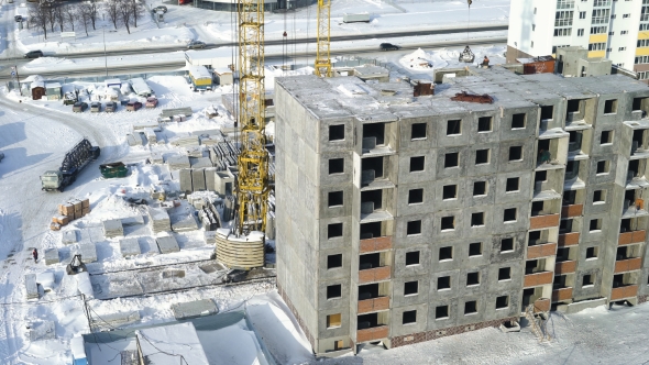 The Process of Construction in Modern Megalopolis with the Blue Sky in ...
