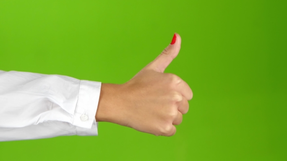 Sign Language. Hand Showing Thumbs Up on Green Screen Background, Stock ...