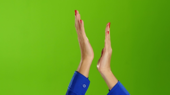 Clap and Applauded Two Female Hands on Green Screen Background, Stock ...
