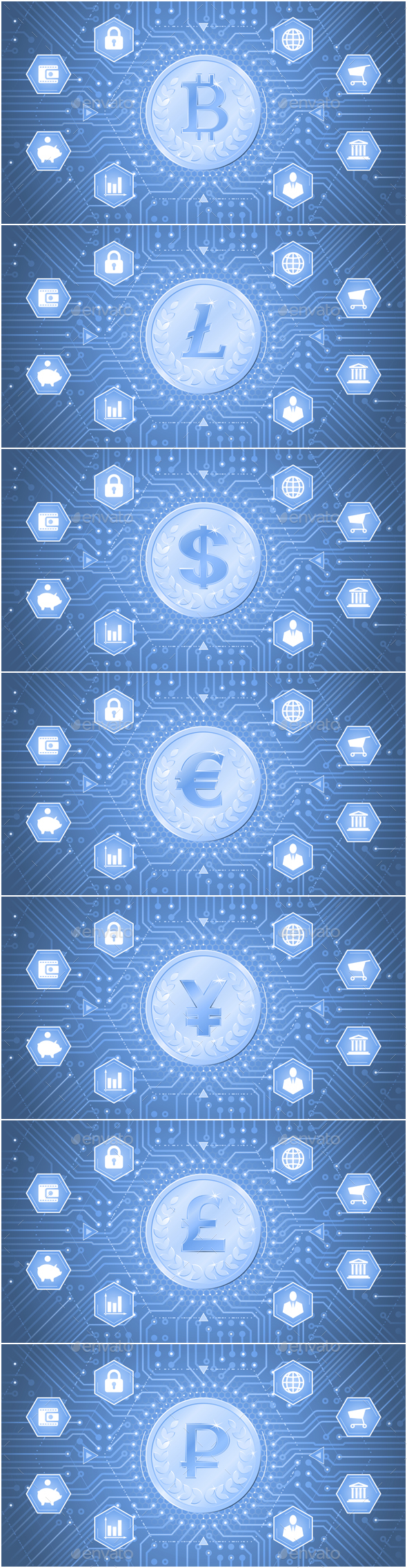 Digital Currencies, Vectors | GraphicRiver
