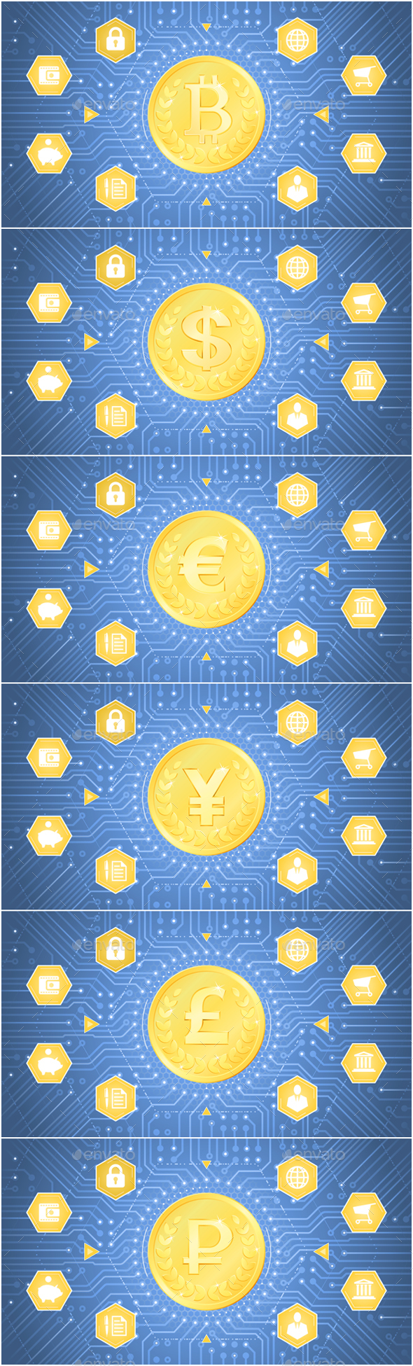 Digital Currencies, Vectors | GraphicRiver