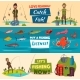 Fishing Banner Set with Fishermen and Fish, Vectors | GraphicRiver