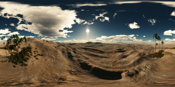 VR 360 Degree Aerial Panorama of Palms in Desert, Motion Graphics ...