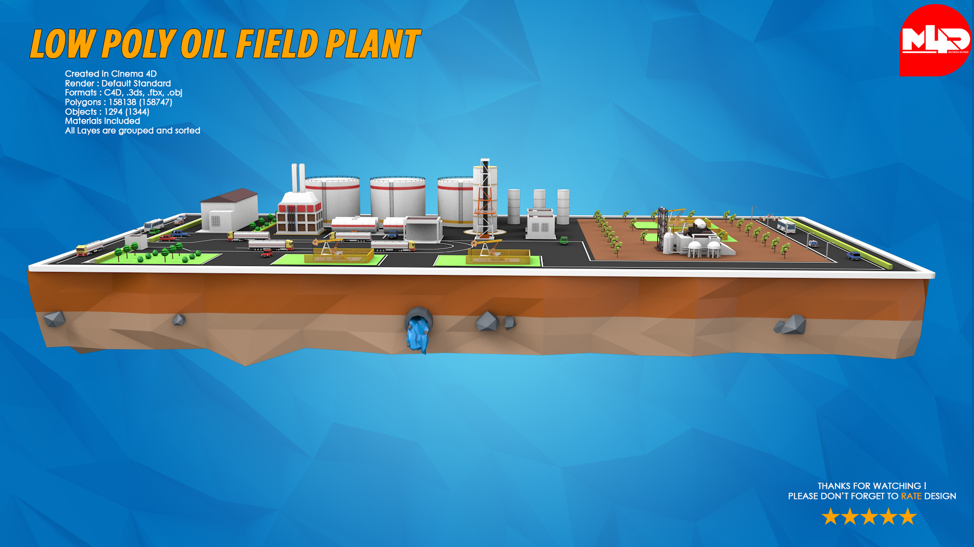 Low Poly Oil Field Plant with Oil Pumps by multimedia4d | 3DOcean