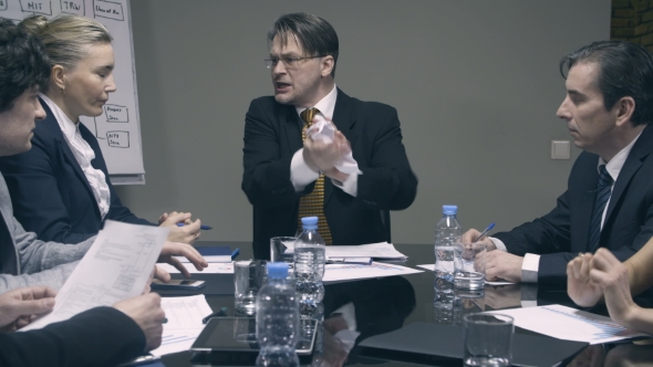 Mad Boss Yelling at Employees and Throwing Papers, Stock Footage ...