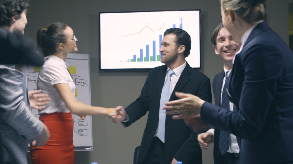 Boss Reports Good News To Employees, Stock Footage | VideoHive