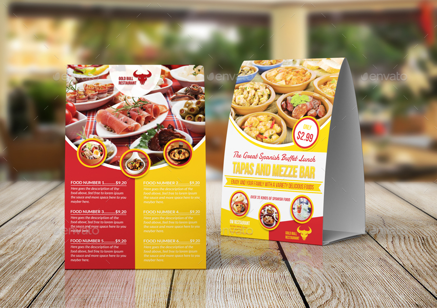 Restaurant Table Tent Template Vol.16, Print Templates | GraphicRiver