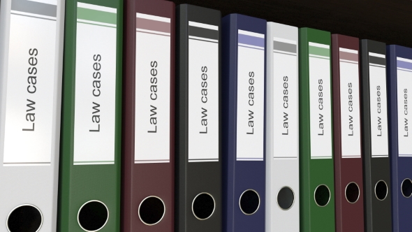 Line of Multicolor Office Binders with Law Cases Tags, Motion Graphics