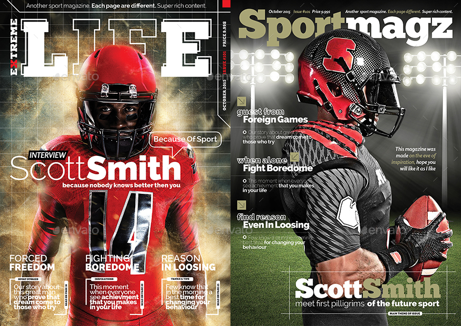 Sport Magazine Bundle (4 in 1), Print Templates | GraphicRiver