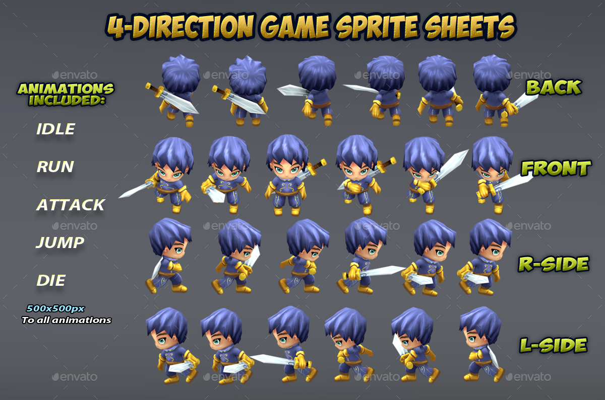 4- Directional Game Sprites Set by pasilan | GraphicRiver