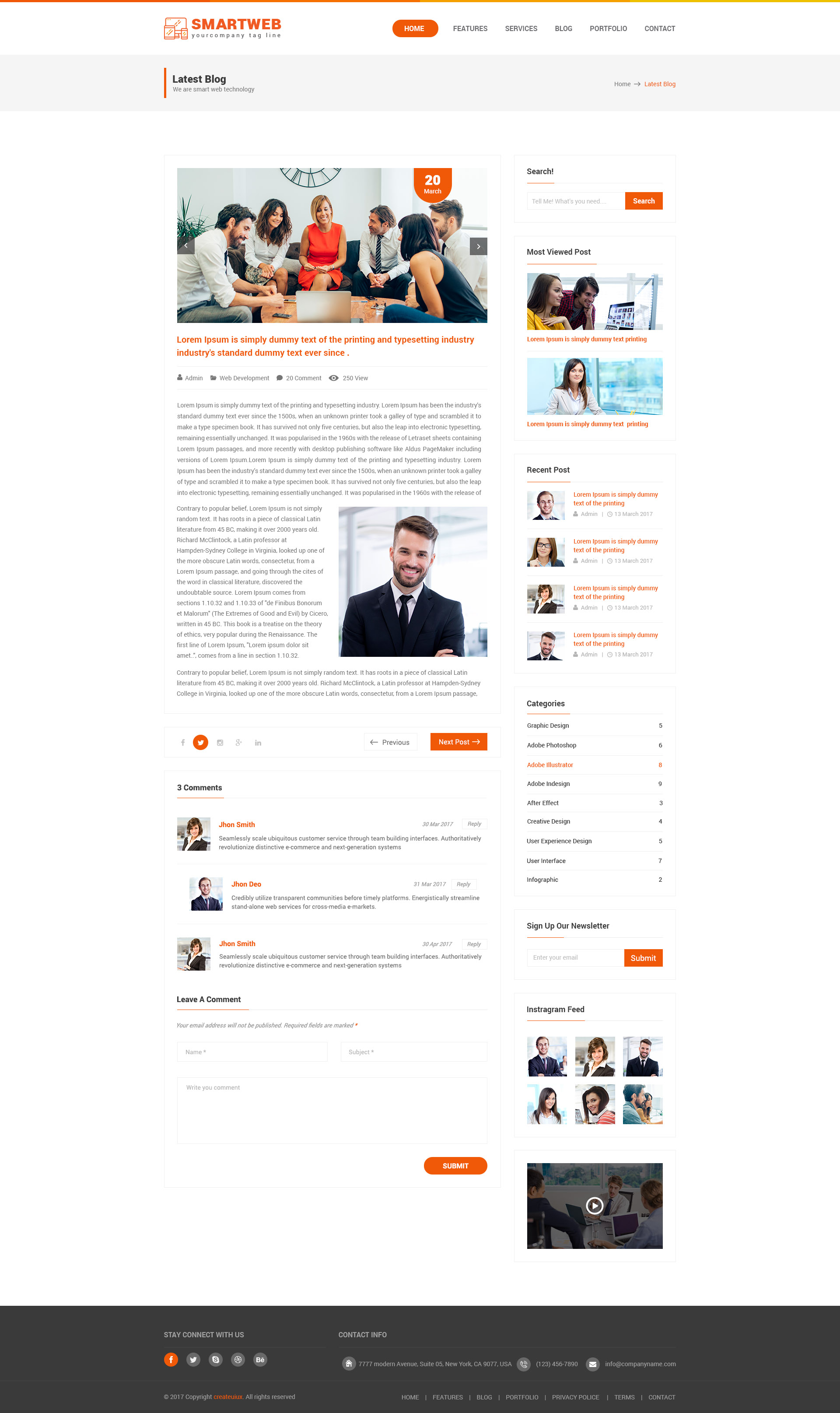 Smartweb - Freelancer Web & Graphic Agency PSD Template by createuiux