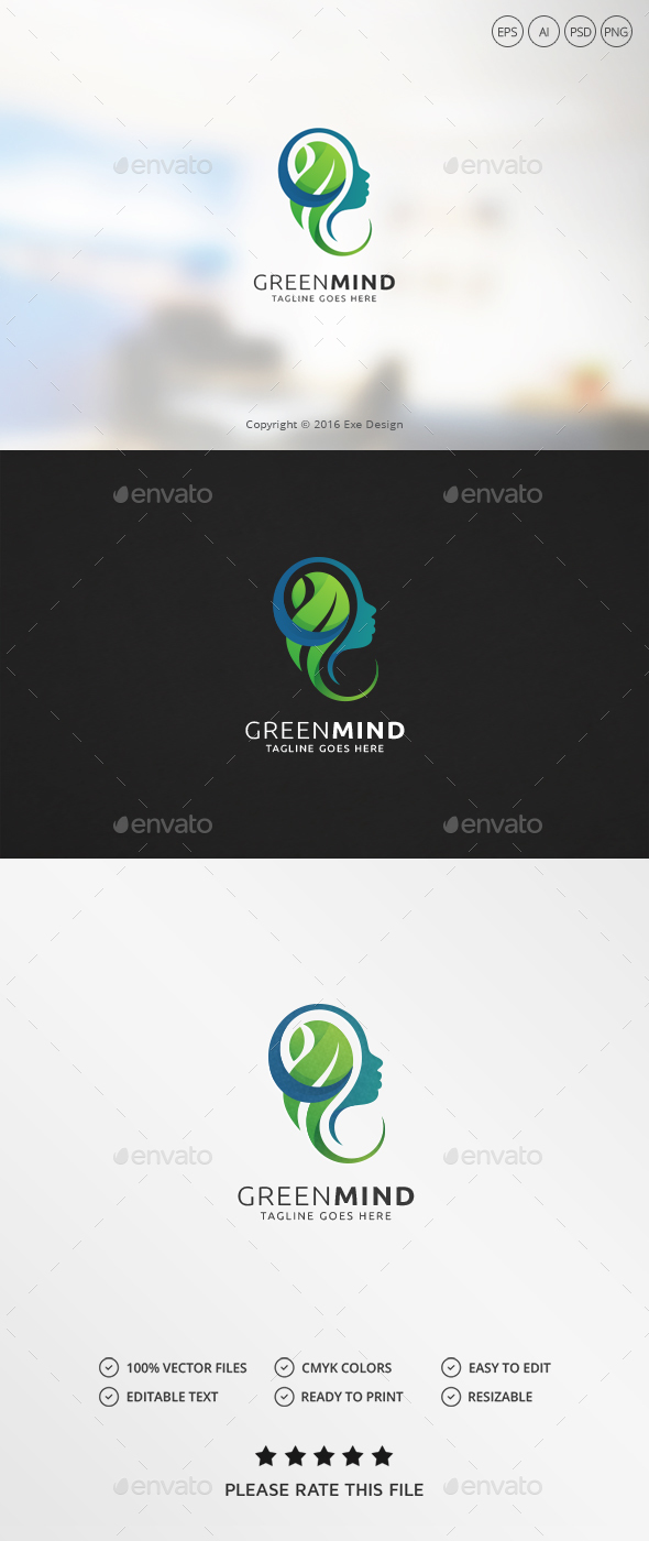 Green Mind Logo, Logo Templates | GraphicRiver