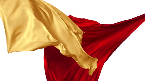 Red and yellow cloth flowing in the air, Slow Motion, Stock Footage