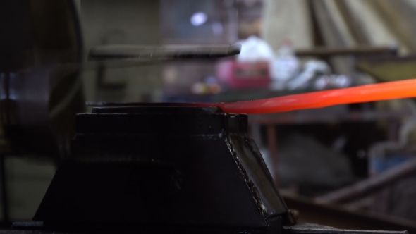 Metal Processing in the Forge. Work on Forging Hammer., Stock Footage