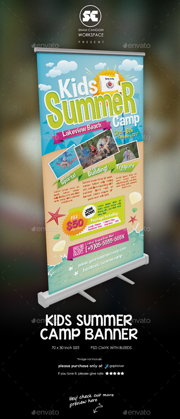 Kids Summer Camp Banner by shamcanggih | GraphicRiver