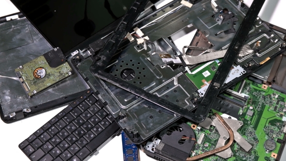 Broken Laptop Lies on a White Table, Stock Footage | VideoHive