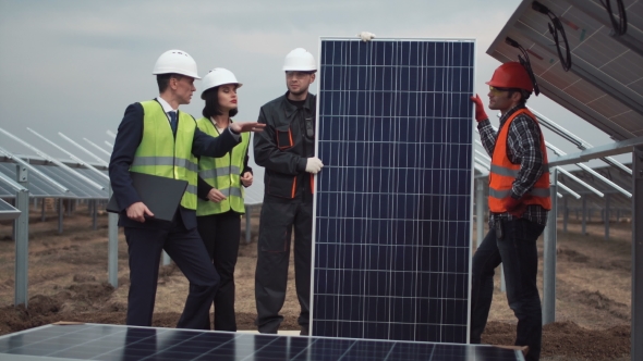 Team with Solar Panel, Stock Footage | VideoHive