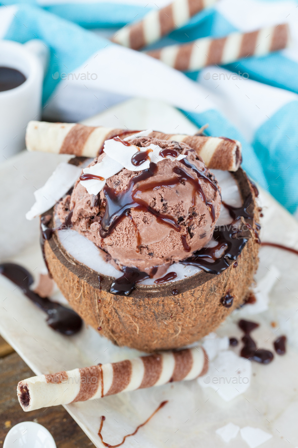 Ice cream in coconut Stock Photo by BarbaraNeveu | PhotoDune