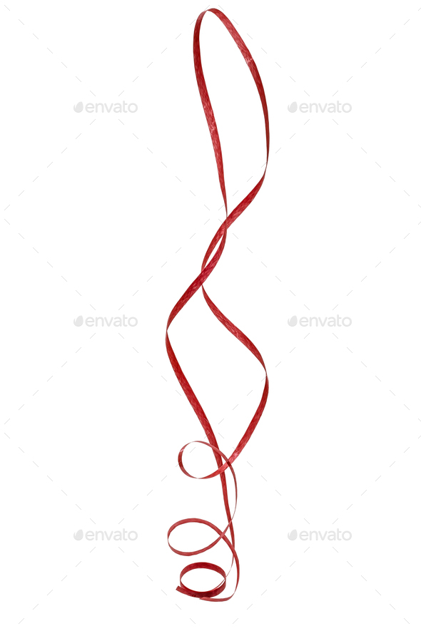 Red streamer, isolated on a white background Stock Photo by kostiuchenko