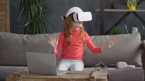 Little Girl in VR Headset, Stock Footage | VideoHive