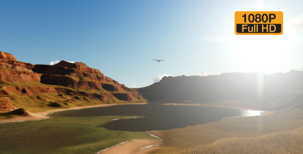 Flying plane between the valley, Motion Graphics | VideoHive