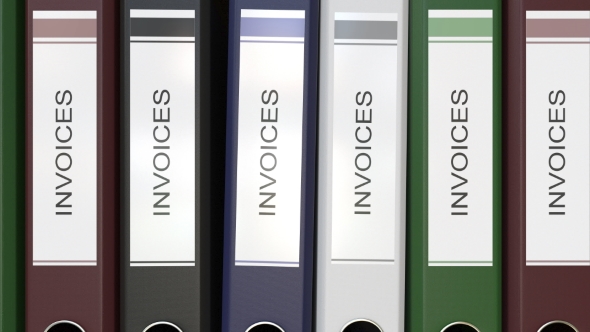 Multiple Office Folders with Invoices Text Labels, Motion Graphics