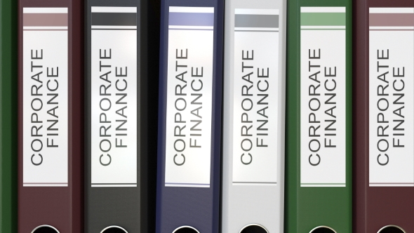 Multiple Office Folders with Corporate Finance Text Labels, Motion Graphics