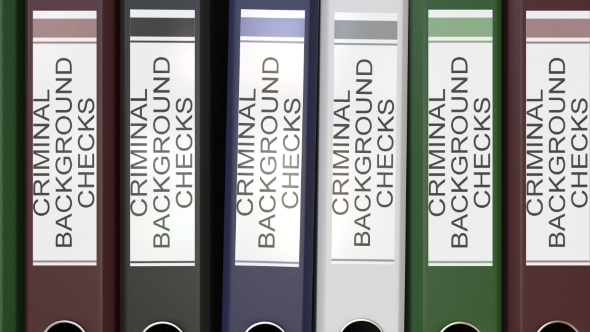 Multiple Office Folders with Criminal Background Check Text Labels ...