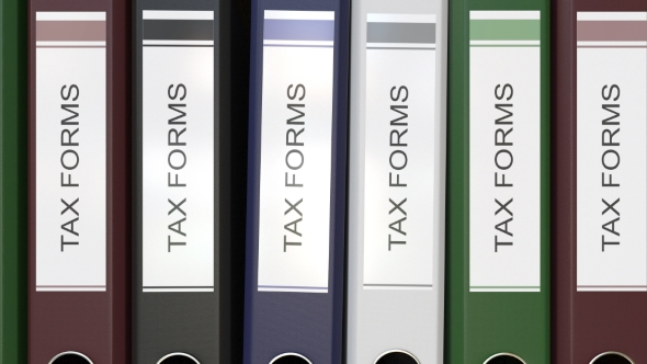 Multiple Office Folders with Tax Forms Text Labels, Motion Graphics