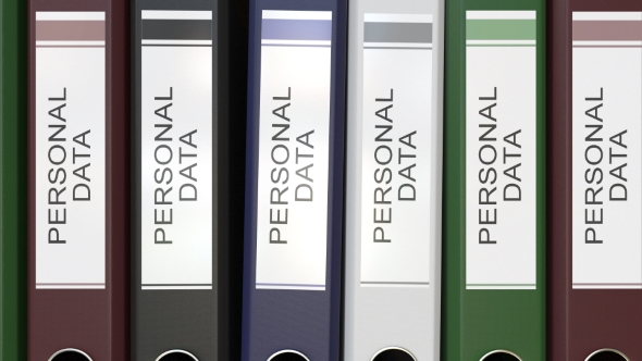 Multiple Office Folders with Personal Data Text Labels, Motion Graphics