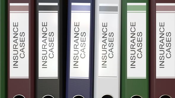 Multiple Office Folders with Insurance Cases Text Labels, Motion Graphics